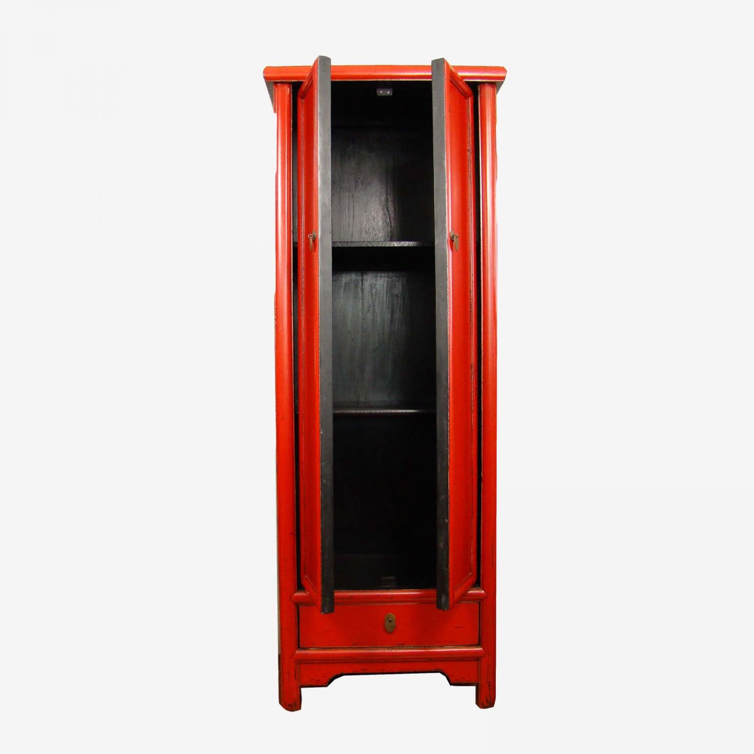 Oriental Chinese Tall Red Cabinet - Mecasso Furniture Store