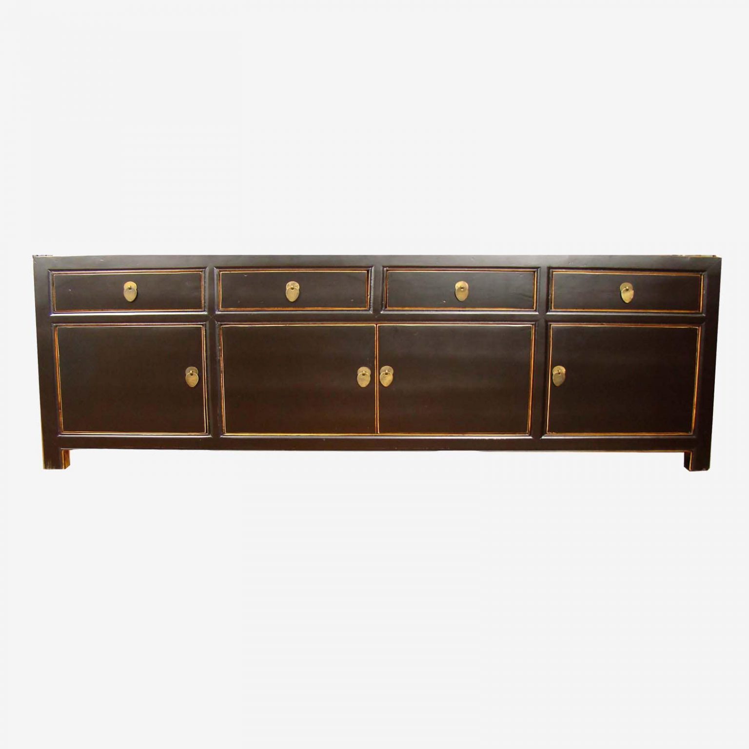 Oriental Black Low Cabinet Four Door And Four Drawers - Mecasso ...